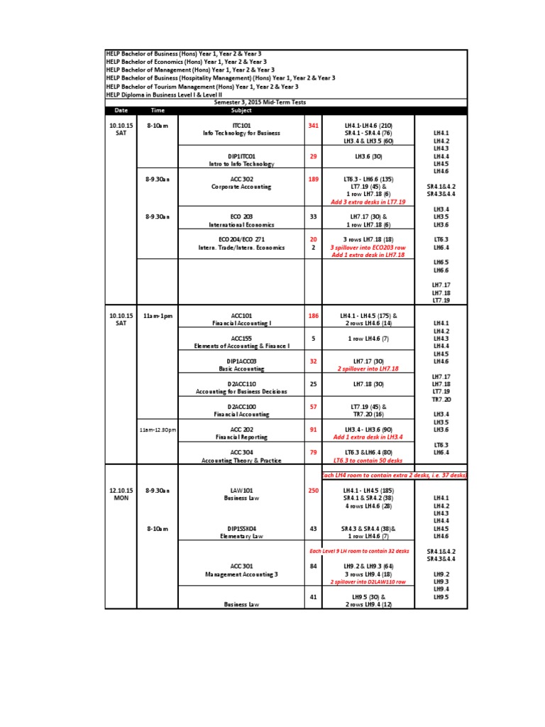 Mid Term Examination Timetable | Download Free PDF | Macroeconomics ...