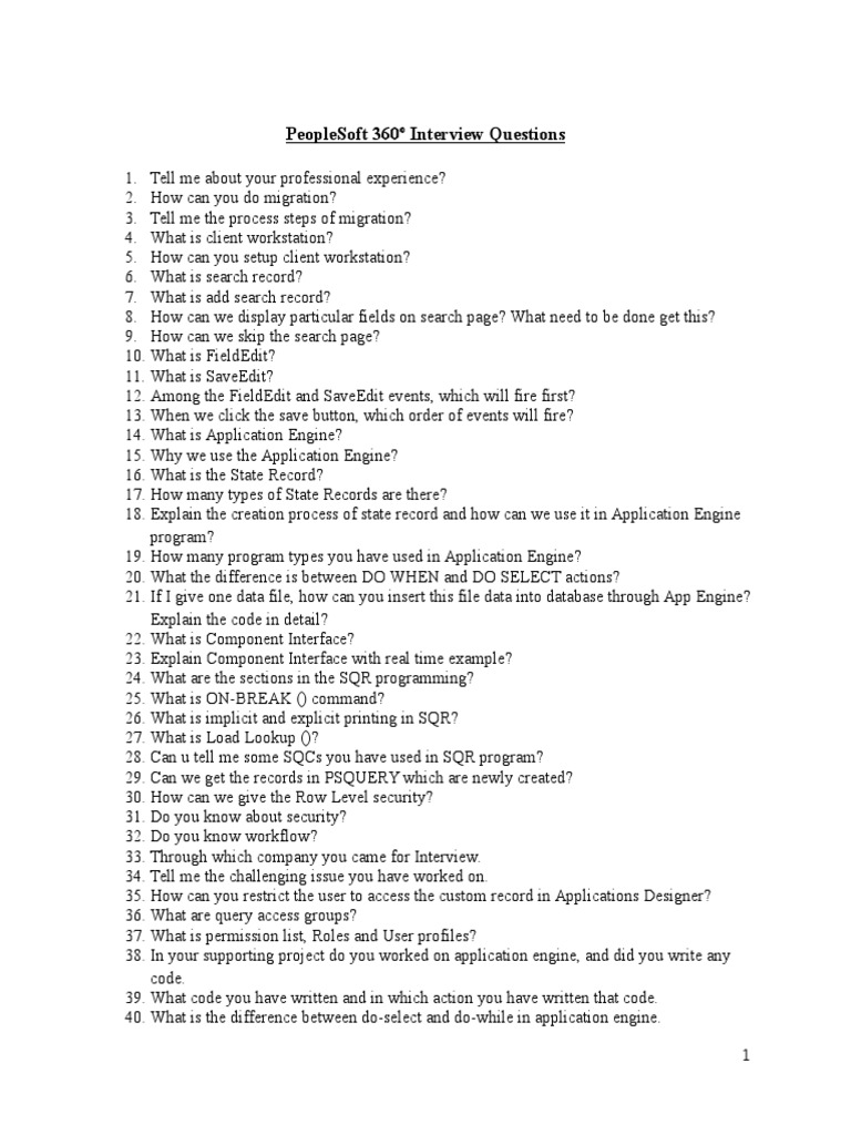 360 Peoplesoft Interview Questions | PDF | Sql | Computer Engineering