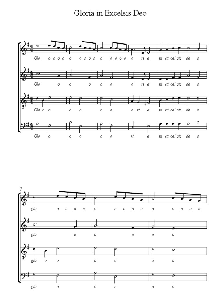 A Musical Rendition of the Hymn 'Gloria in Excelsis Deo' | PDF
