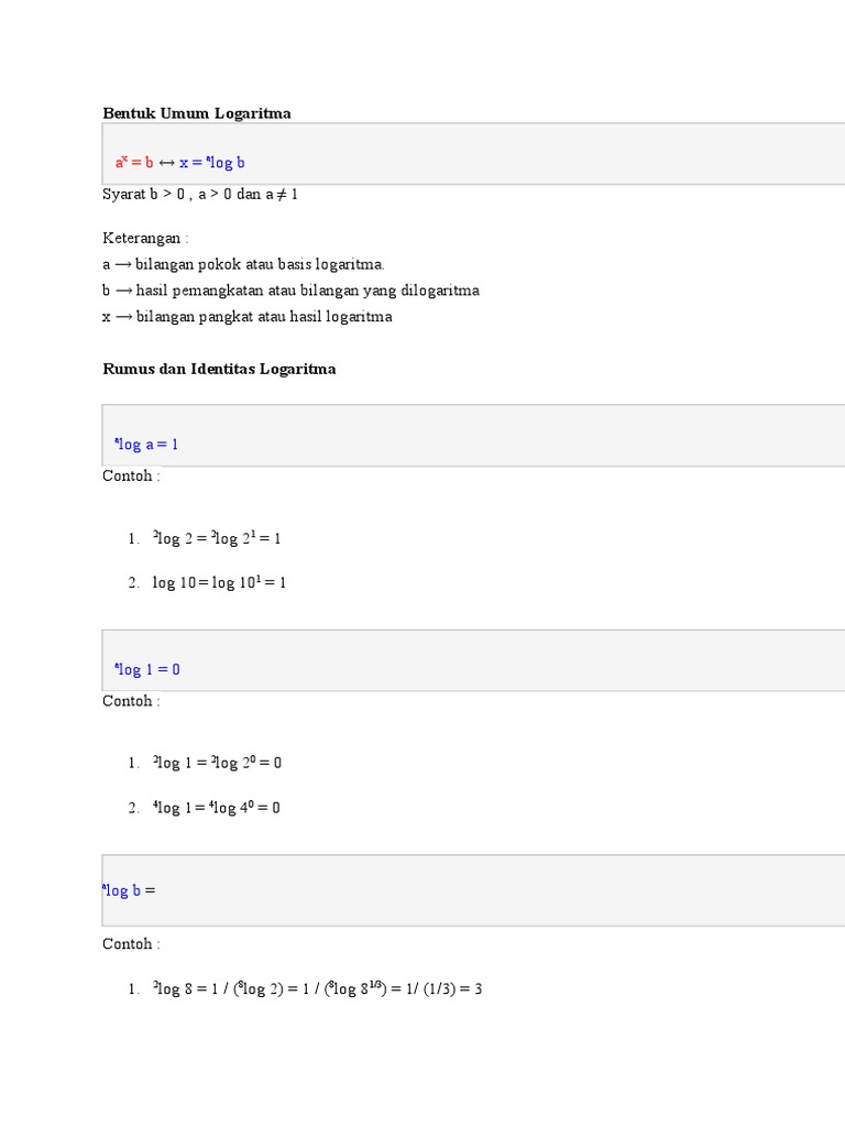 Bentuk Umum Logaritma | PDF