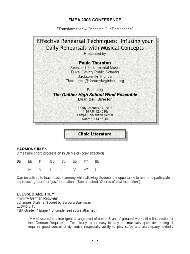 Effective Rehearsal Techniques: Infusing Your Daily Rehearsals With ...
