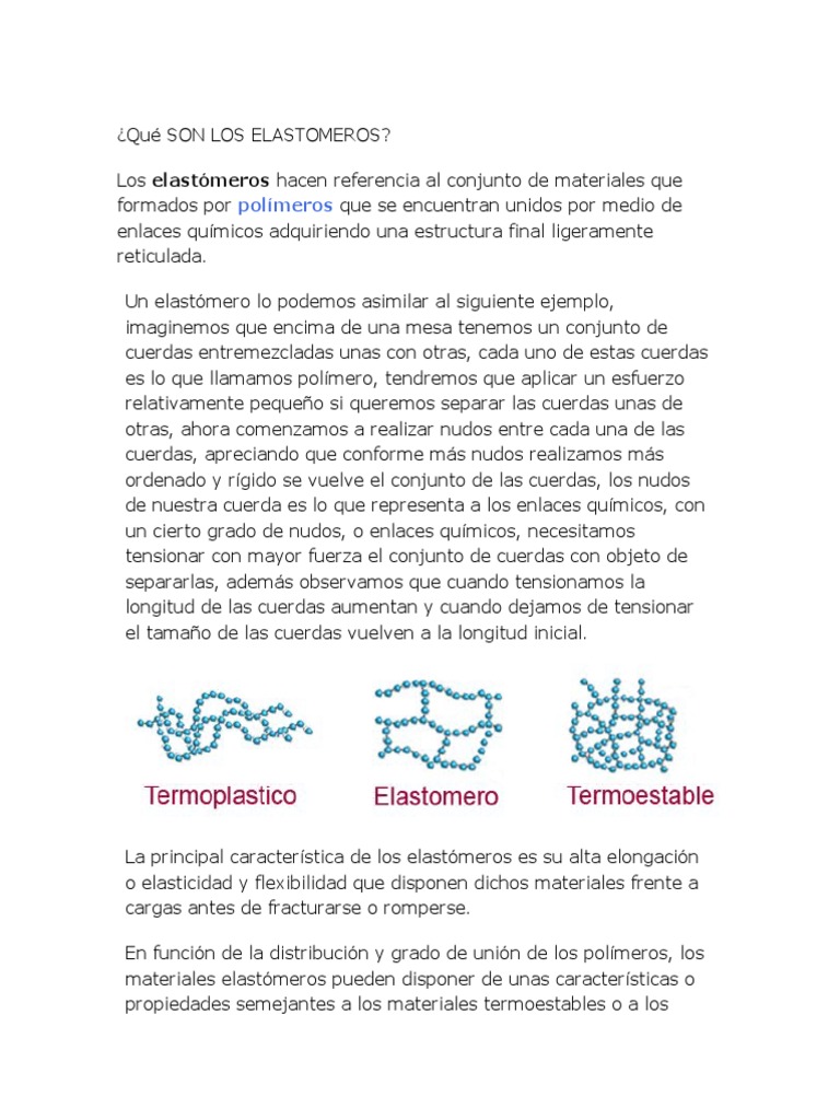 Qué Son Los Elastomeros | PDF | Elastómero | Polímeros