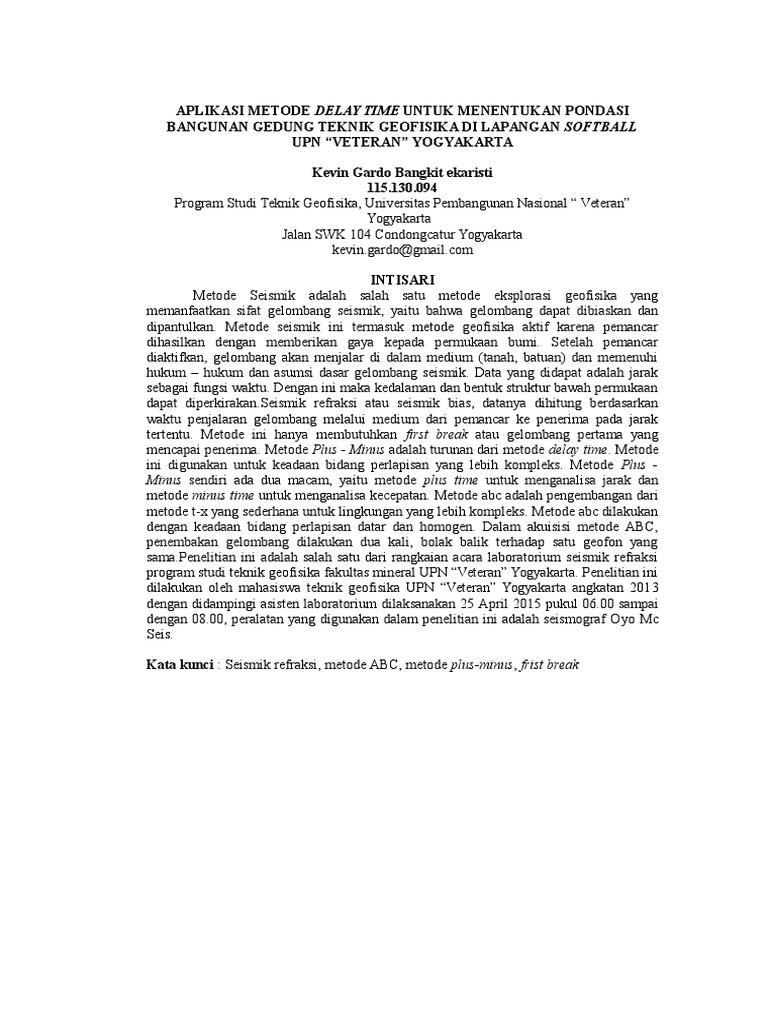 Metode Delay Time dalam Seismik Refraksi | PDF