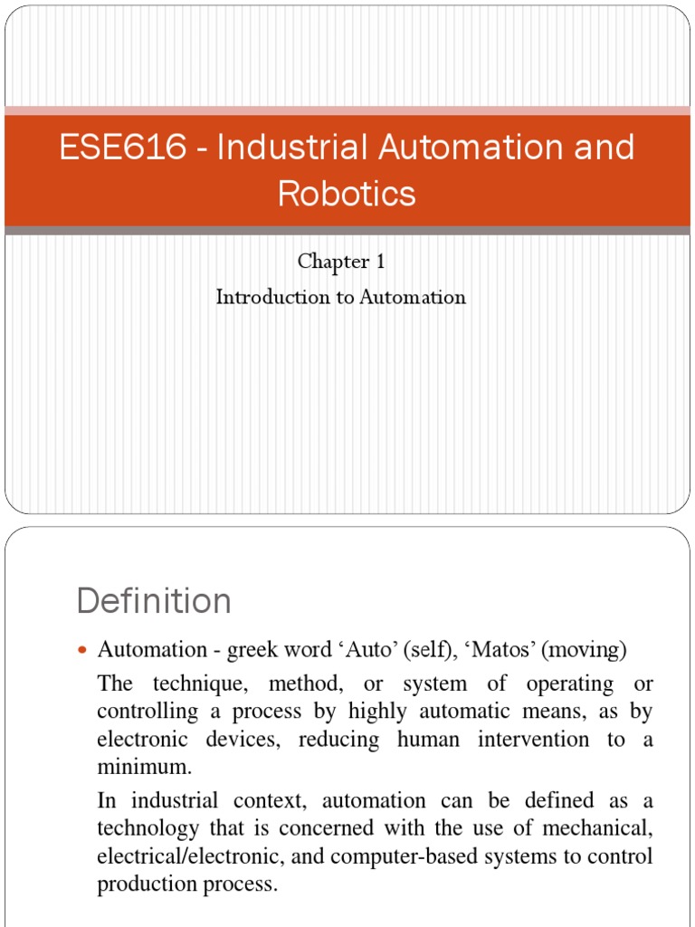 Chapter1-Introduction To Automation PDF | PDF | Automation | Control Theory
