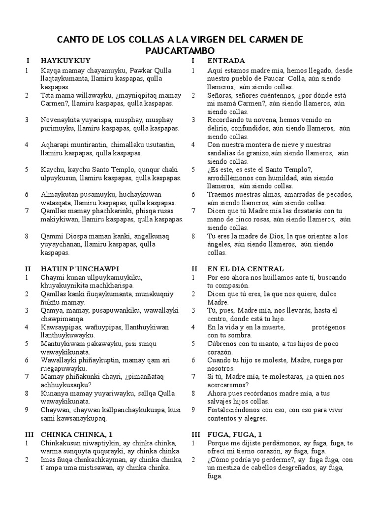 Canto Devocional de los Collas | PDF | Religión y creencia