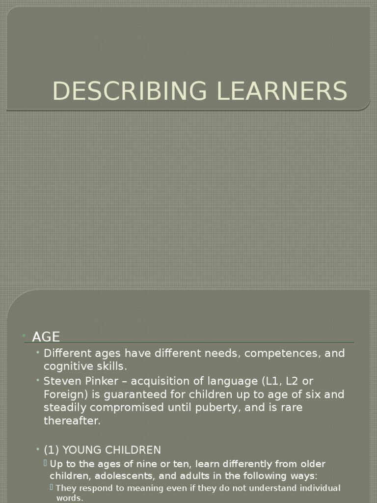 Describing Learners | PDF | Intelligence Quotient | Motivation