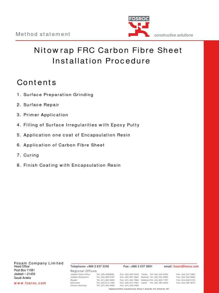 Nitowrap Method Statement | PDF | Epoxy | Concrete