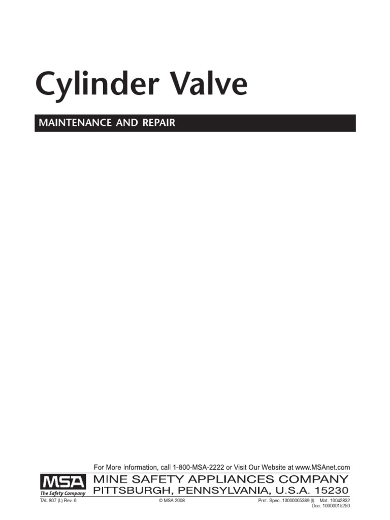 MSA Cylinder Valve | PDF | Valve | Mechanical Engineering