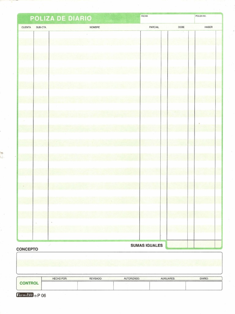 Poliza de Diario