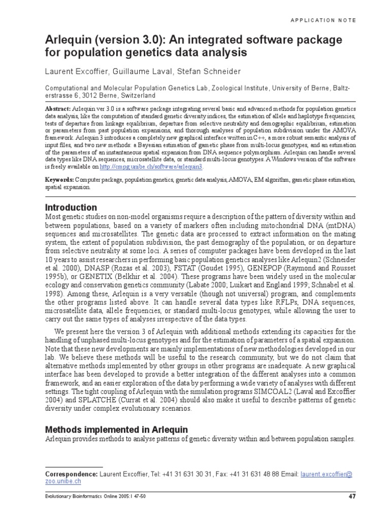 Integrated Software Package For Population Genetics Data Analysis