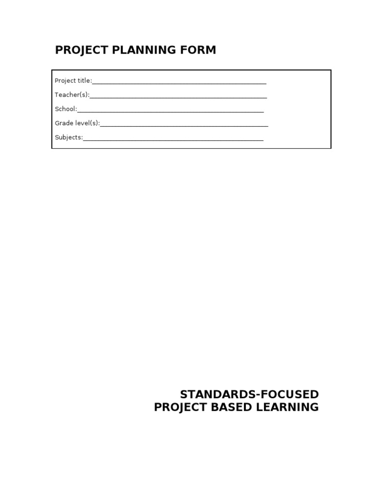 Project Planning Forms | PDF | Learning | Psychology