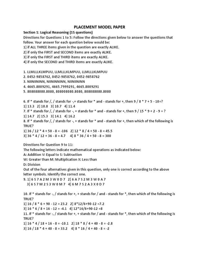 Accenture Model Paper | PDF | Cognition | Teaching Mathematics