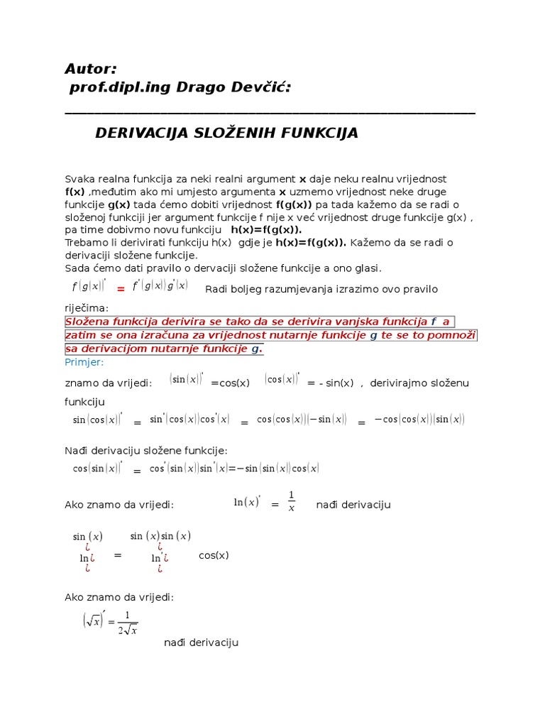 Derivacija Složenih Funkcija | PDF
