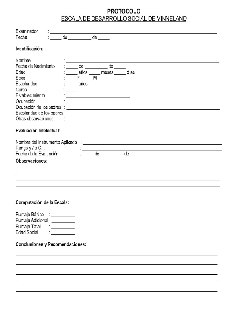 Protocolo Vineland | PDF
