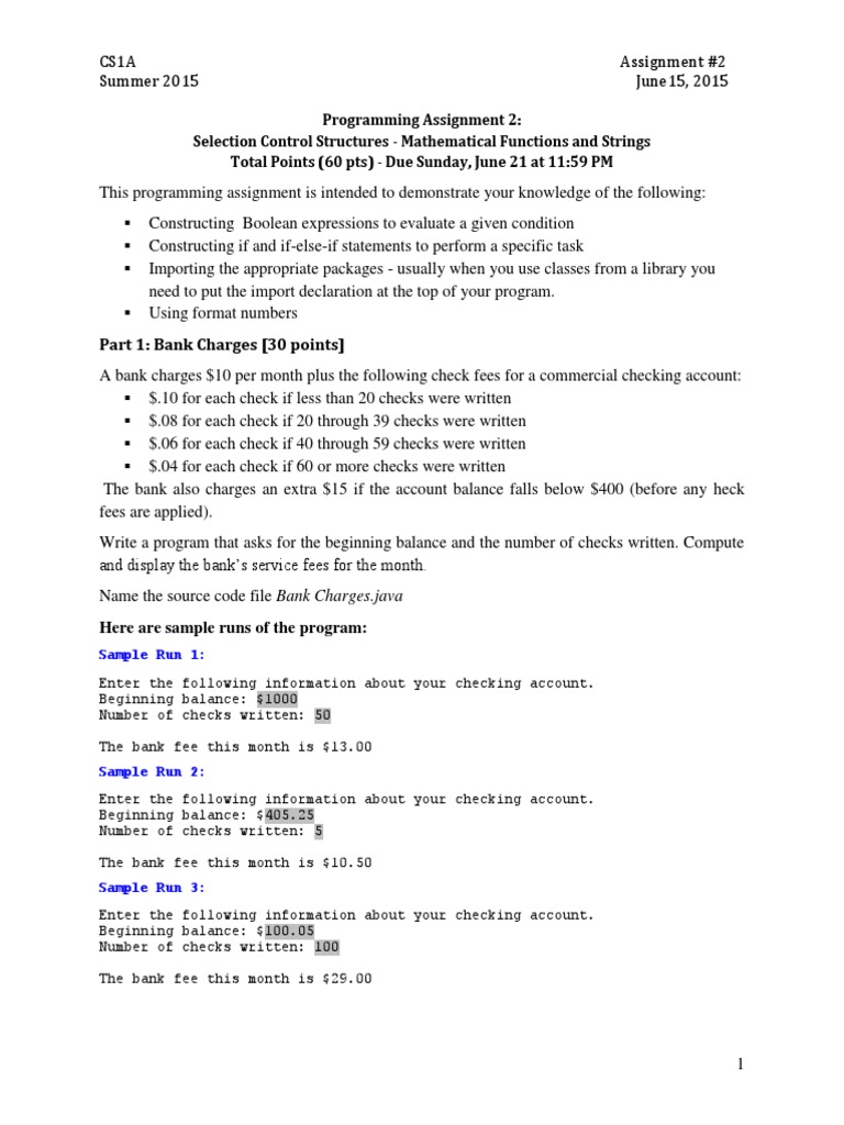 Programming Assignment 2 | PDF | Menu (Computing) | Java (Programming ...