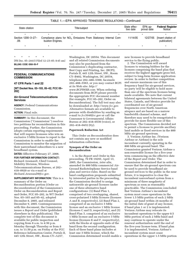 Rule: Common Carrier Services: Public Mobile Services and Private Land ...