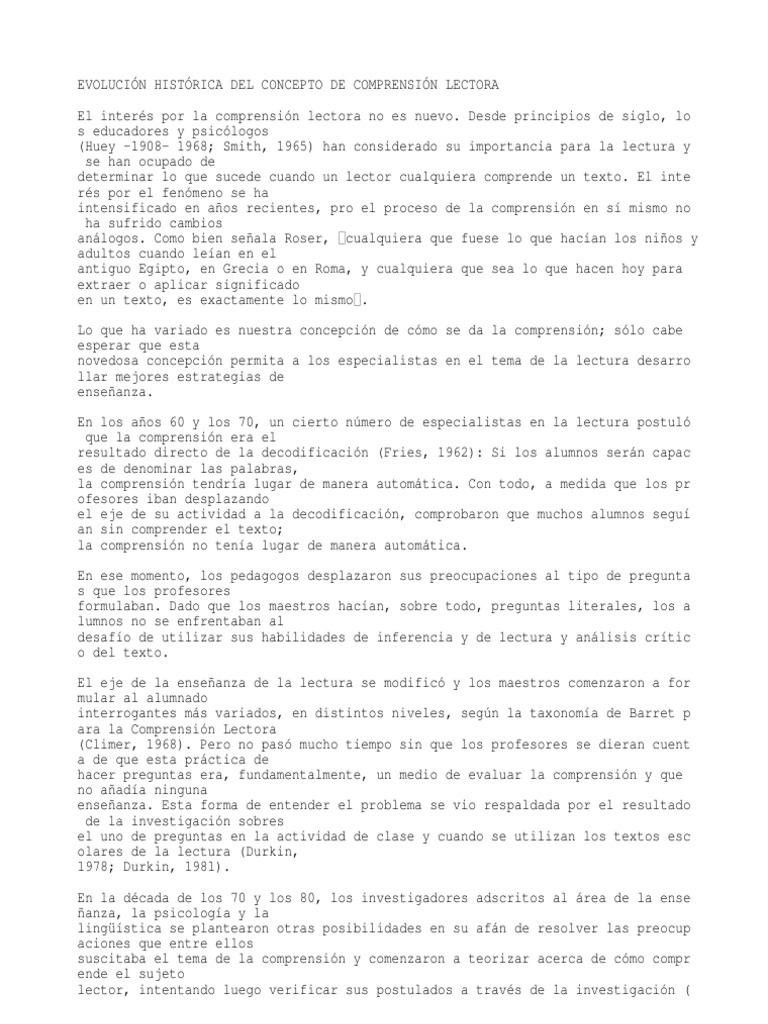 Evolución de la Comprensión Lectora | PDF | Comprensión lectora ...