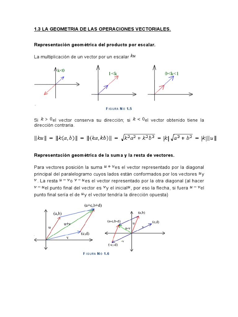 1.3 La Geometria de Las Operaciones Vectoriales. 1.4 Operaciones Con Vectores y Sus Propiedades ...