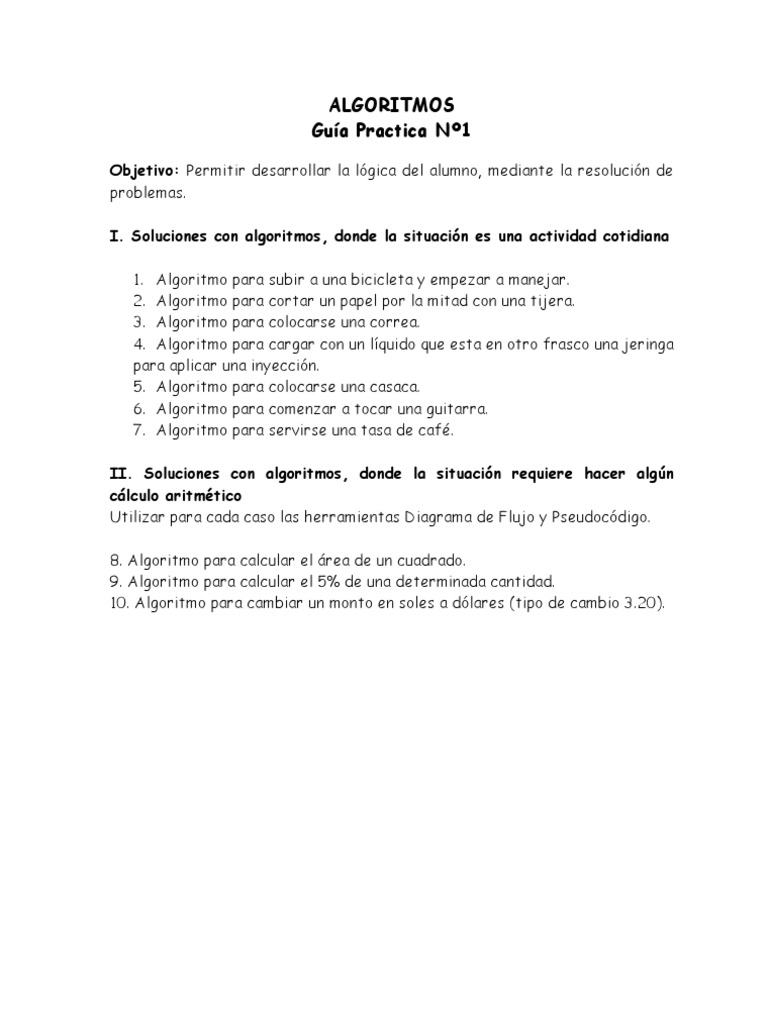Guia1-Algoritmos - Informatica | PDF | Algoritmos | Áreas de informática
