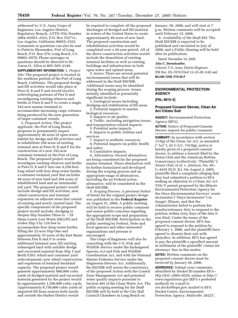 Notice: Air Pollution Control: Citizens Suits Proposed Settlements ...