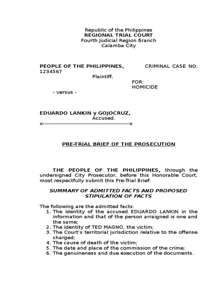 Pre Trial Brief Prosecution | PDF