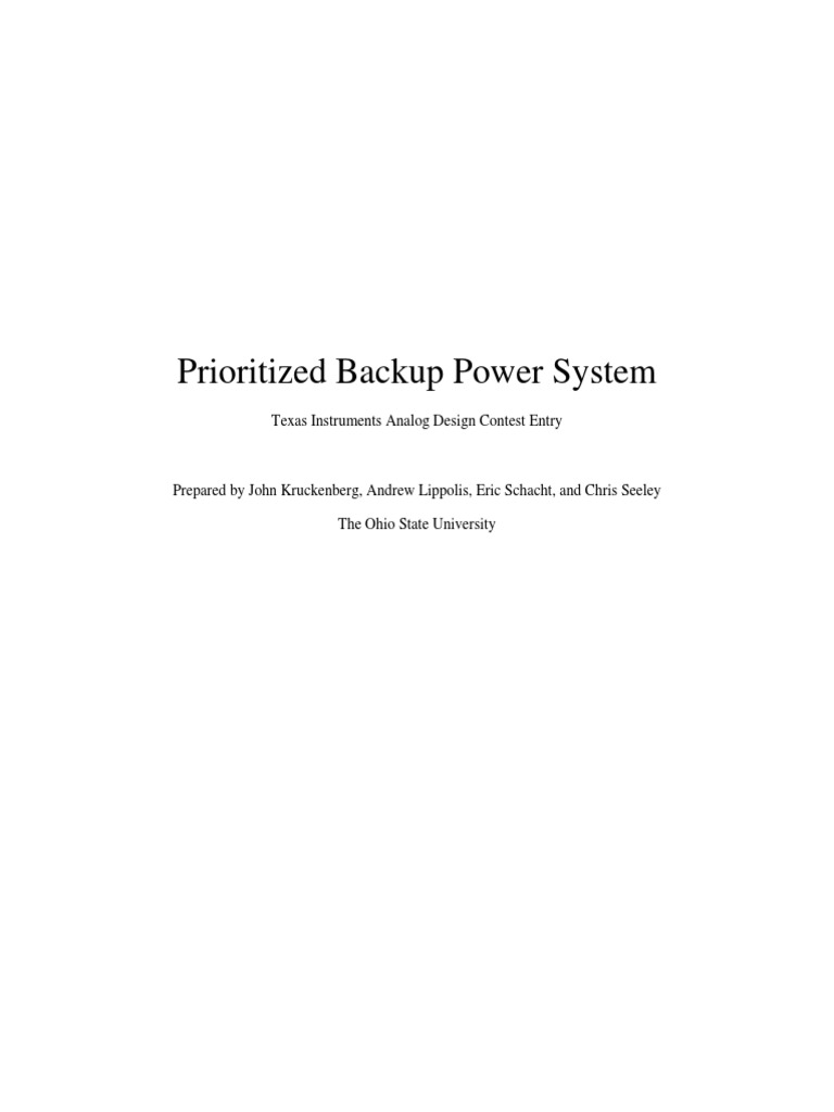 Prioritized Backup Power System | PDF | Electric Power System | Relay