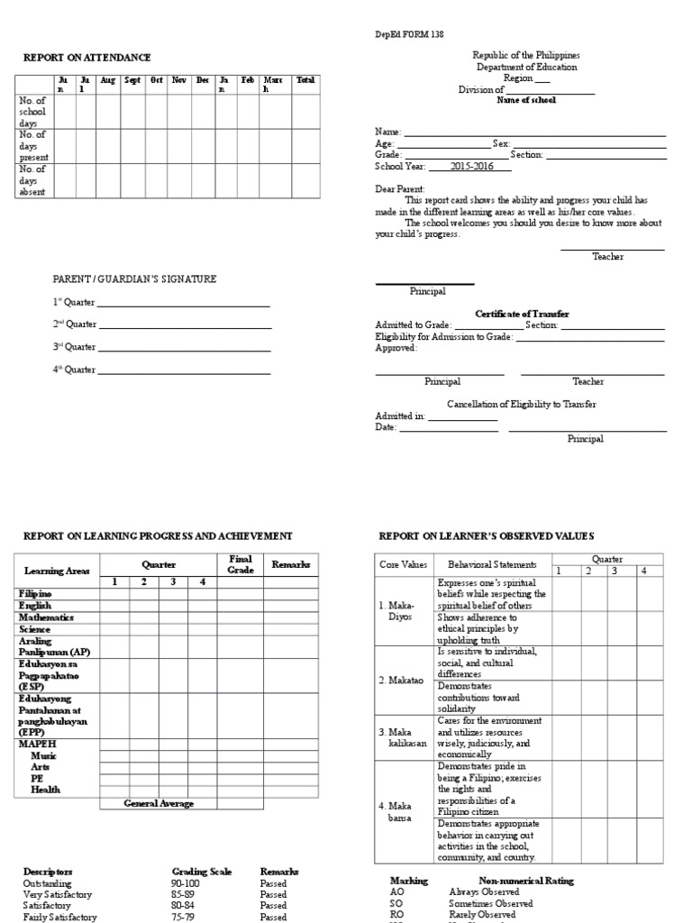 Form 138 Blank | PDF | Career & Growth