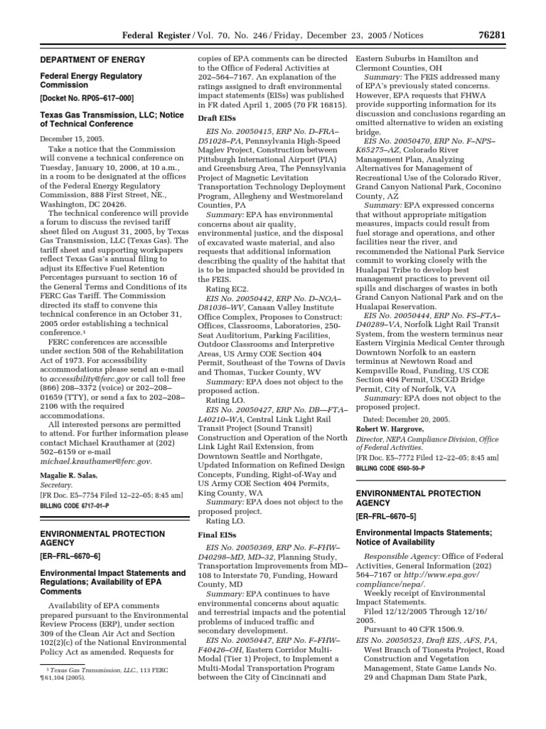 Notice: Environmental Statements Availability, Etc.: Agency Comment ...