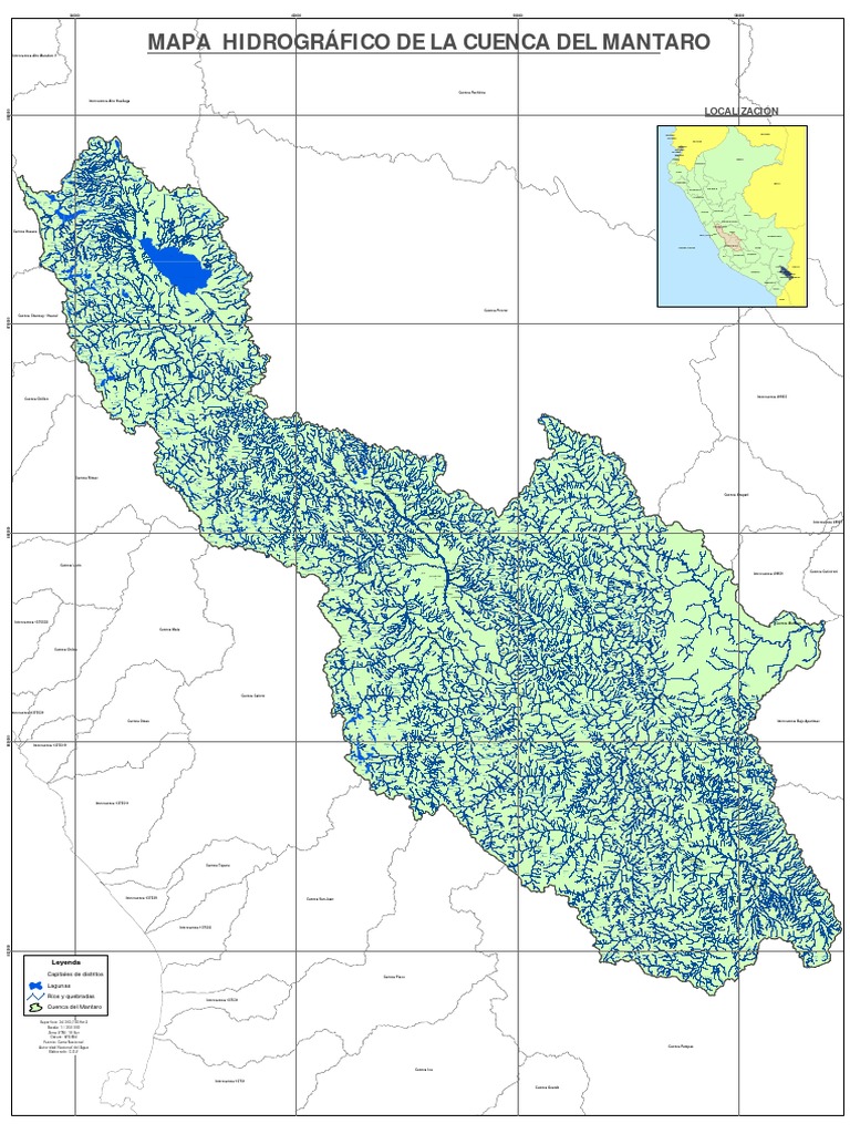 Mapa hidrográfico de la cuenca del Mantaro: Principales ríos, lagos y zonas hídricas | PDF ...