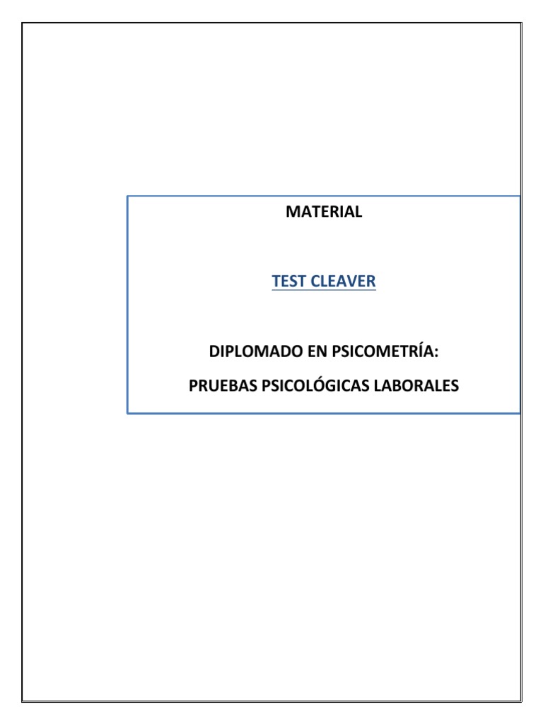 Test Cleaver | PDF | Comportamiento | Motivación