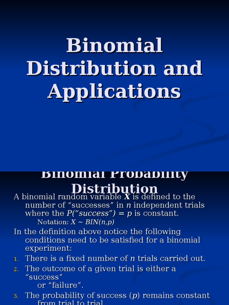 Binomial Distribution and Applications | PDF | Probability Distribution ...