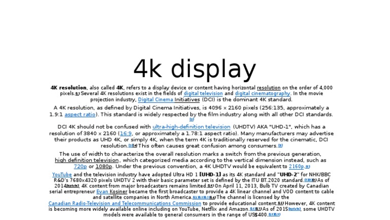 Understanding 4K Resolution Standards | PDF