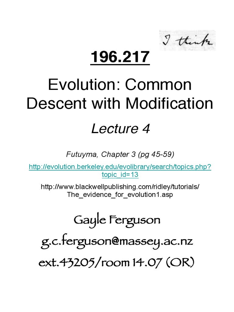 L4 Common Descent 2015 | PDF | Homology (Biology) | Evolution