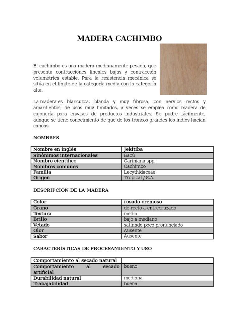Madera Cachimbo | PDF | Madera | Materiales