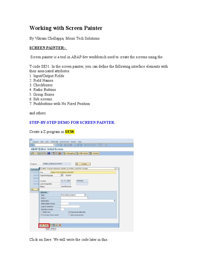 SAP ABAP Screen Painter Guide | PDF | Computer Engineering | Software ...