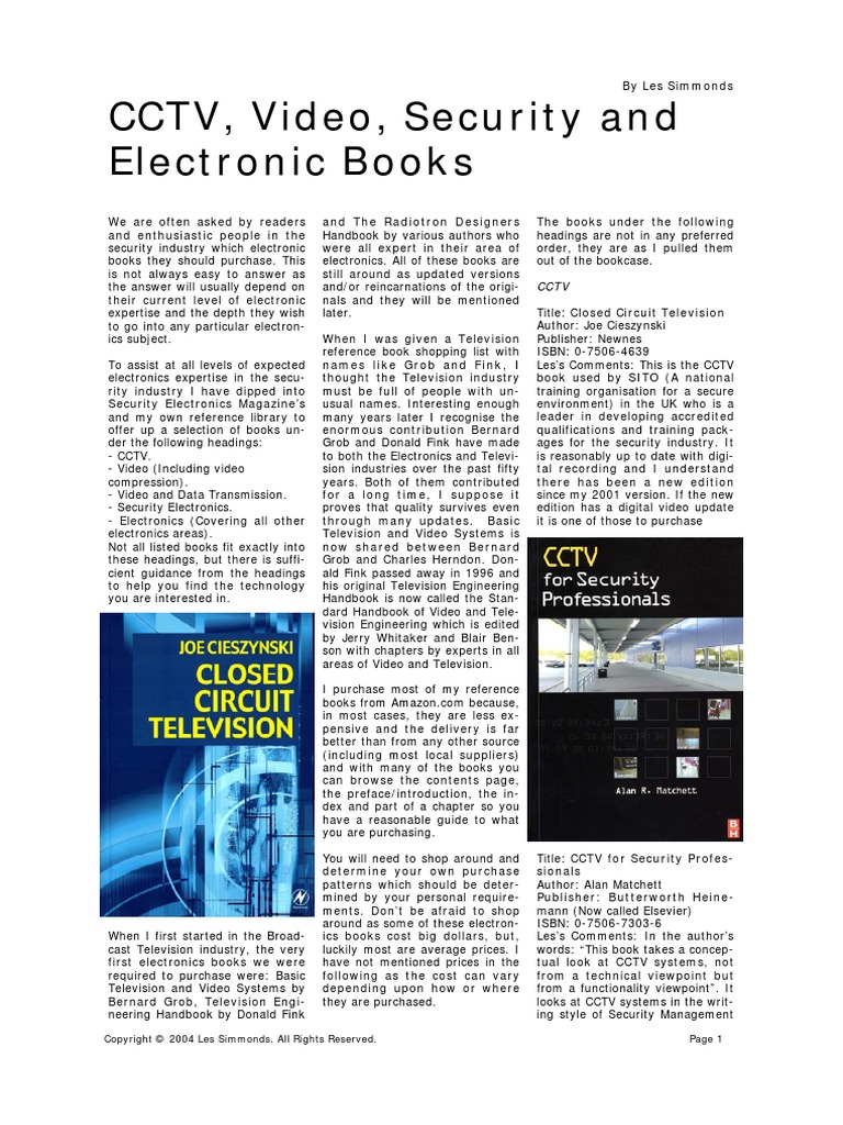 CCTV | PDF | Video | Closed Circuit Television