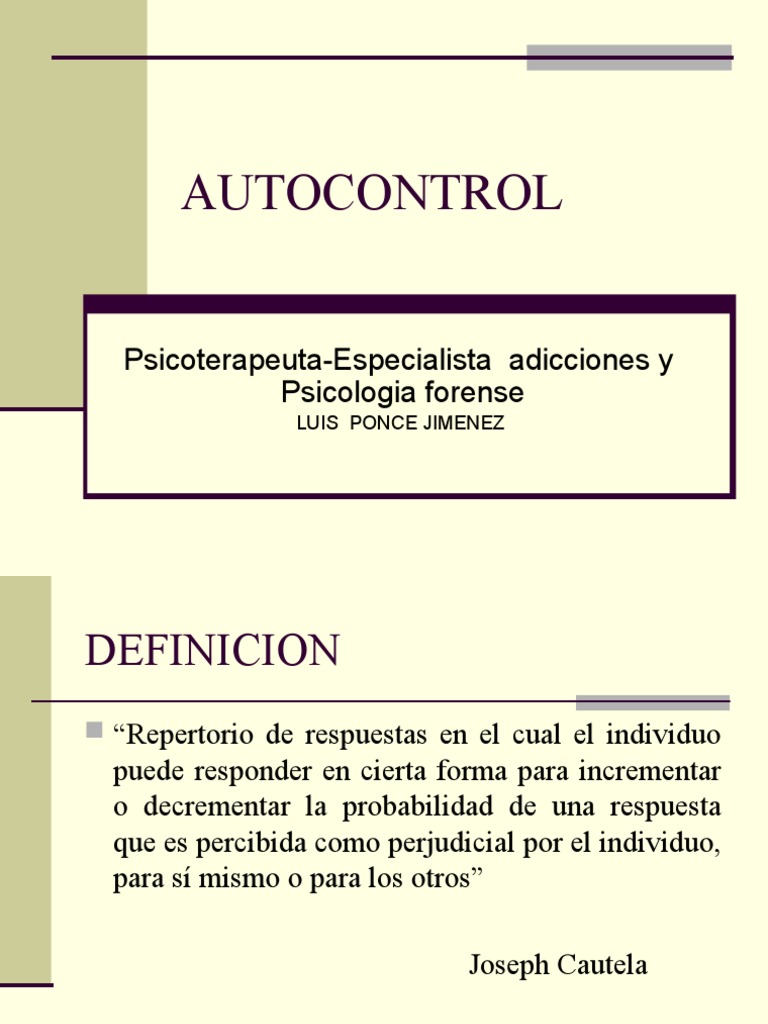 Técnicas de Autocontrol en Adicciones | PDF | Comportamiento | La ...