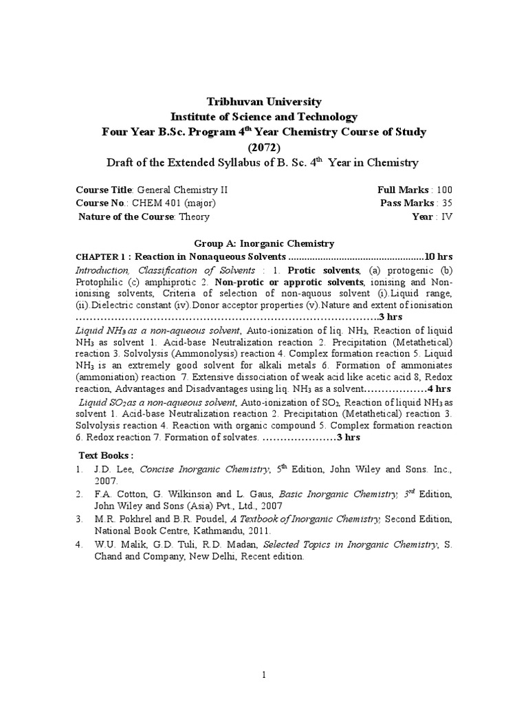 Extended Syllabus of INorganic Chemistry 401 | PDF | Organometallic ...