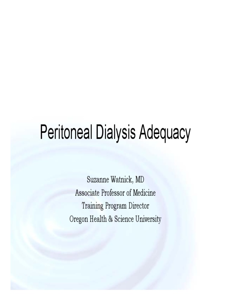 Peritoneal Dialysis Adequacy | PDF | Dialysis | Nephrology