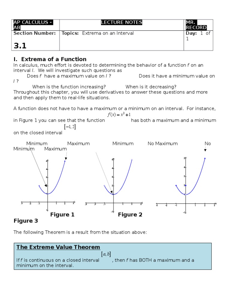 Finding Extrema on Closed Intervals | PDF | Maxima And Minima ...