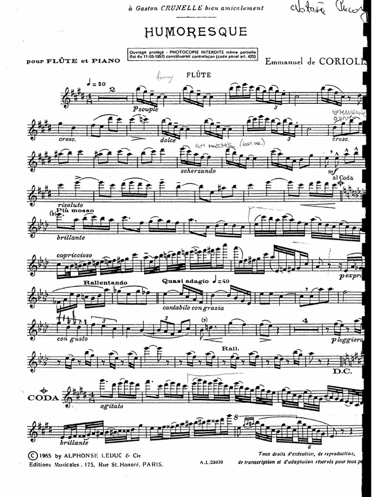 Coriolis - Humoresque Flute Piano | PDF