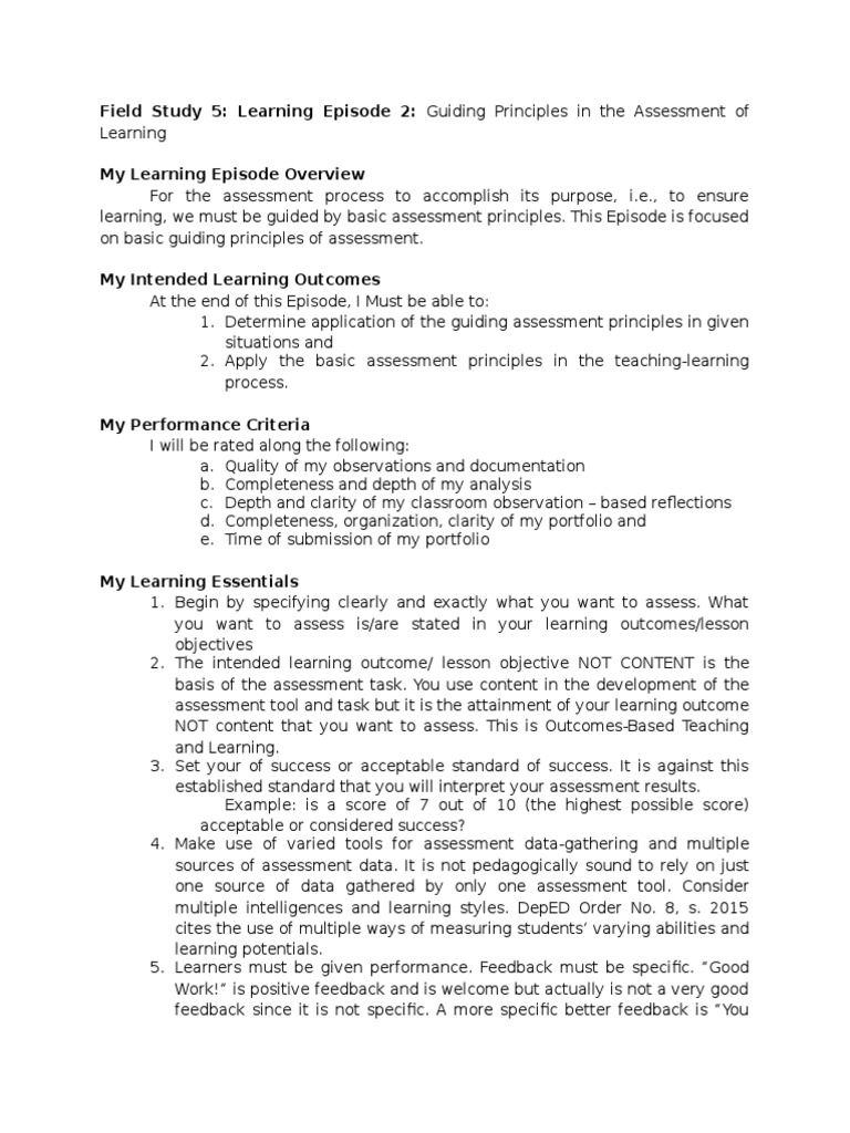 Guiding Principles of Assessment: A Field Study on Applying Assessment ...