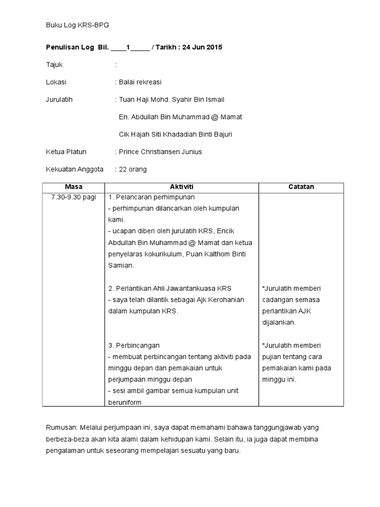 Bendera Krs Dan Huraian & Borang Penulisan Log | PDF