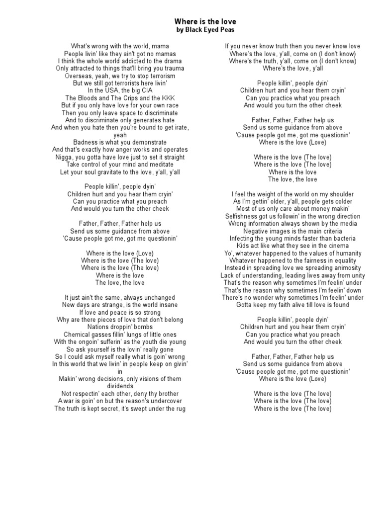 Where Is The Love | PDF | Grammar | Cognitive Science