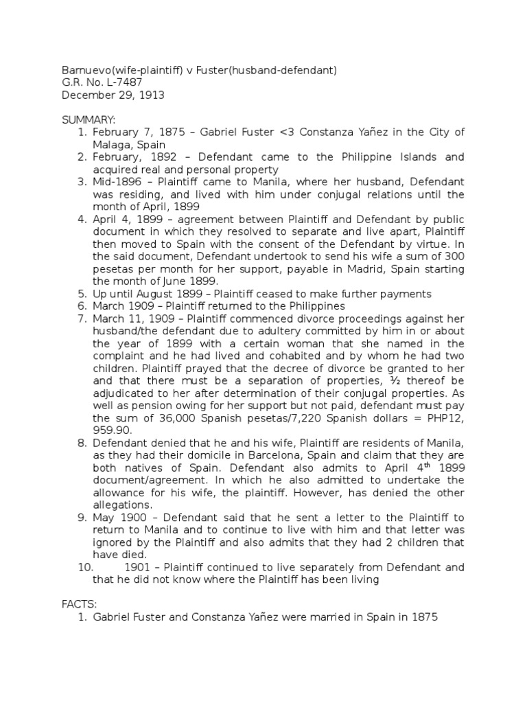 Barnuevo V Fuster Case Digestt | PDF | Divorce | Marriage