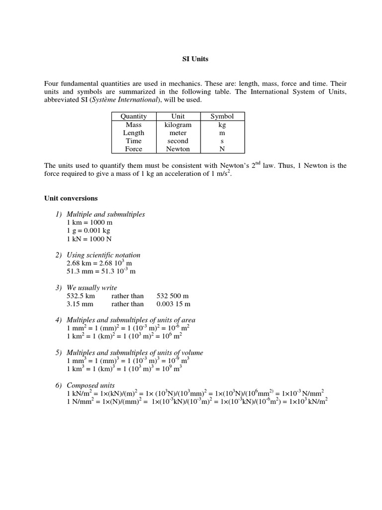 SI Units: 1) Multiple and Submultiples | PDF