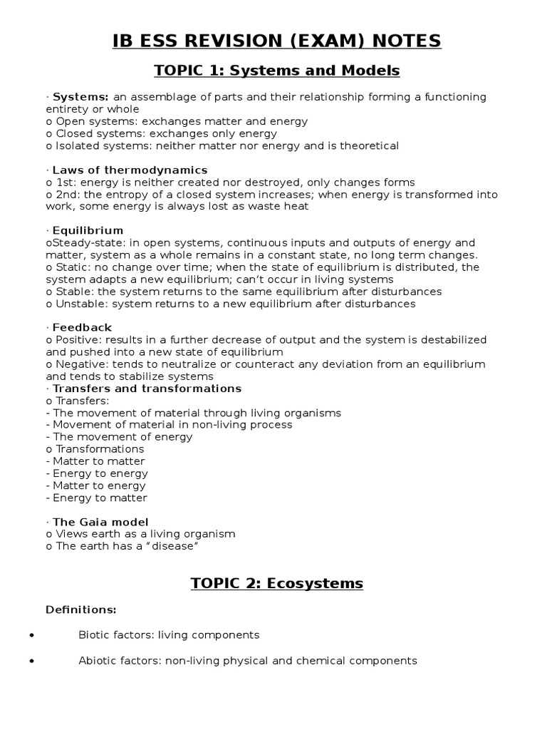 Ess Revision Notes | PDF | Coal | Food Web