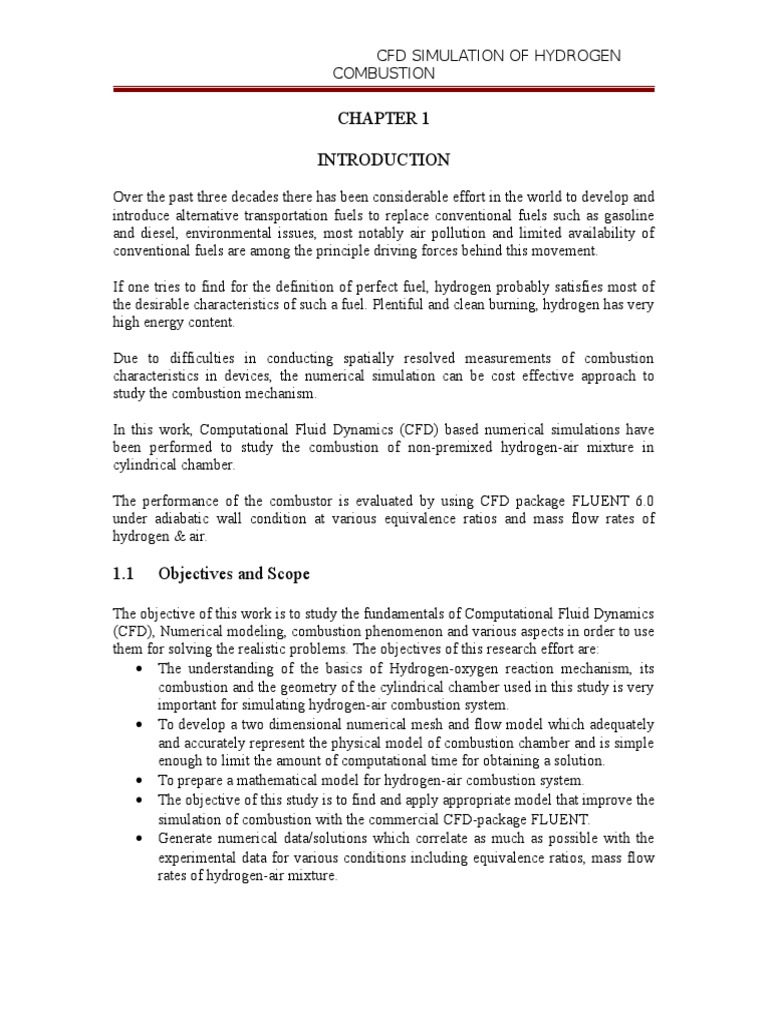 CFD Simulation of Hydrogen Combustion | Download Free PDF | Combustion | Fluid Dynamics