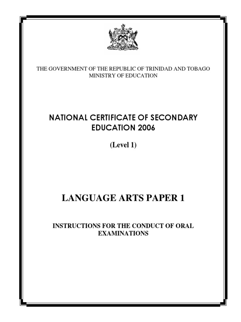 NCSE 2006 Language Arts Paper 1 Teachers Guide | PDF | Vocabulary ...
