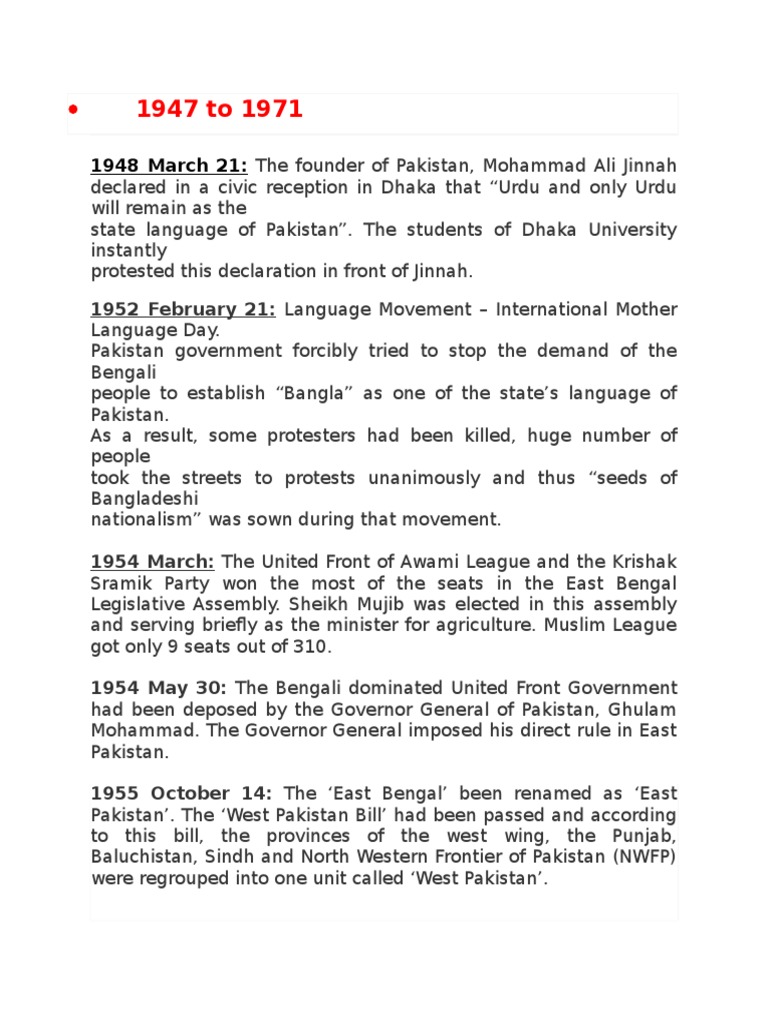 History of Bangladesh From 1947 To 1971 | PDF | Bangladesh | Pakistan